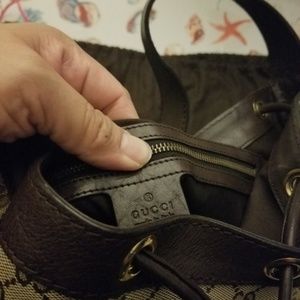 Gucci | Bags | Authentic Large Classic Mono Gucci W Drawstring | Poshmark